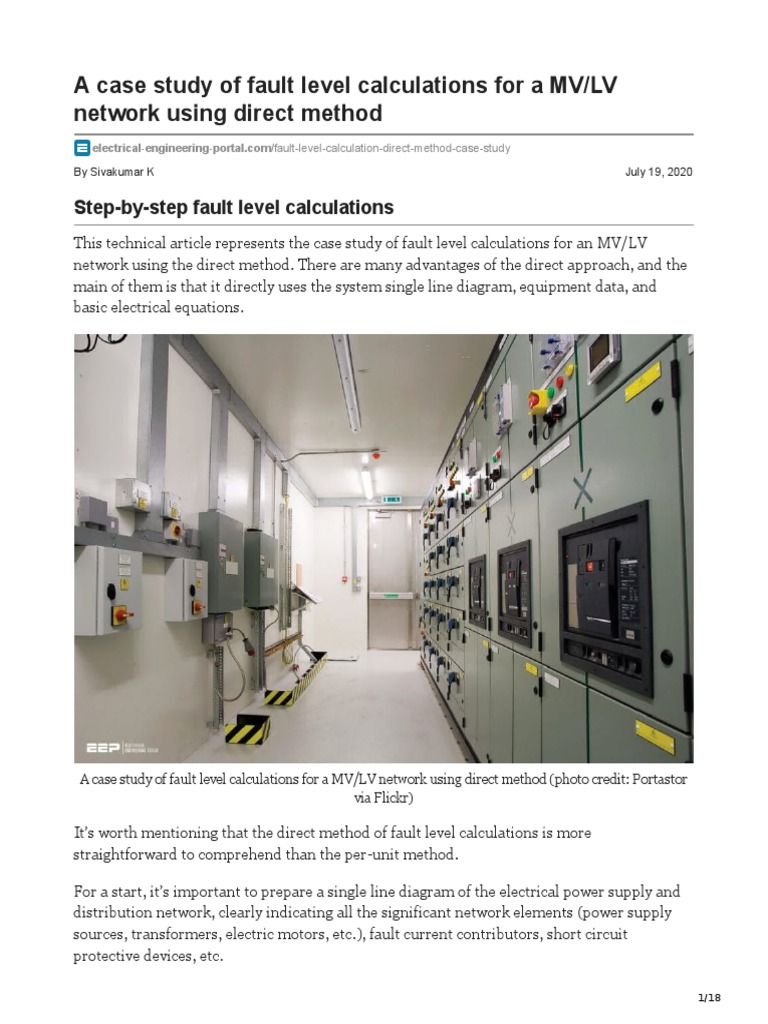A Case Study of Fault Level Calculations For A MVLV Network Using Direct Method | PDF ...
