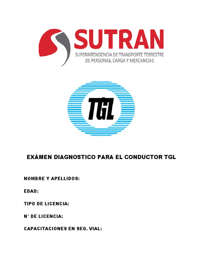 Examen Diagnóstico Conductor TGL | PDF | Semáforo | Intersección (carretera)