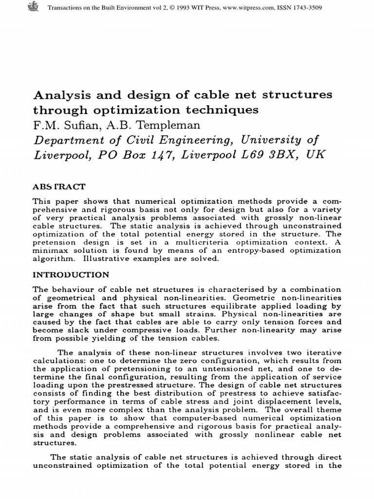 Cable Net Structures | PDF | Maxima And Minima | Mathematical Optimization