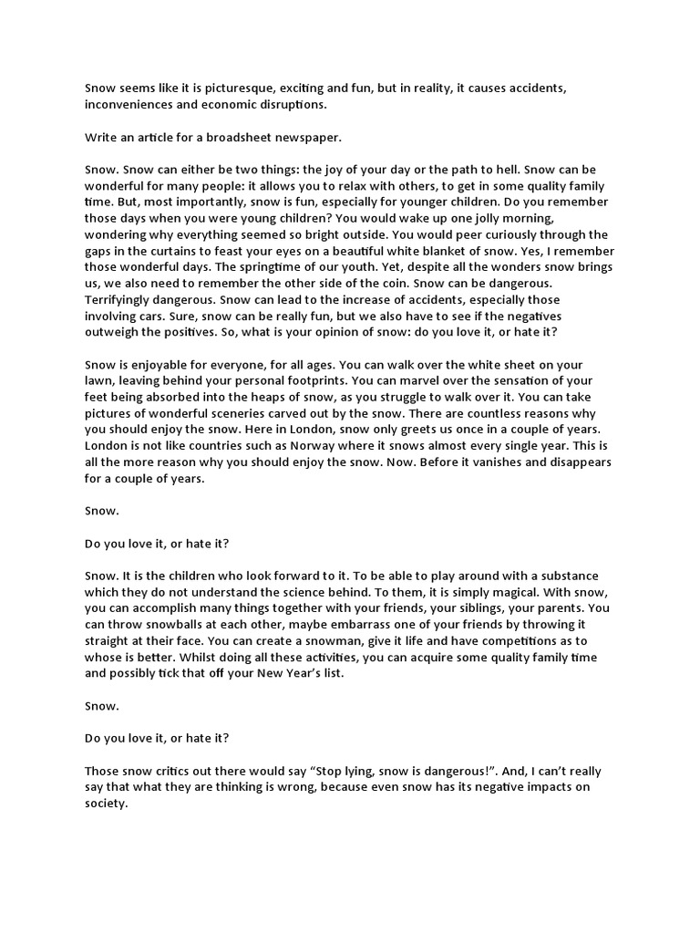 Snow Essay | PDF