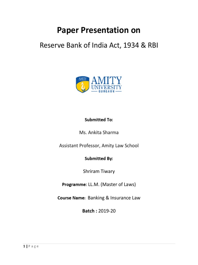 RBI Act 1934: Overview & Functions | PDF | Reserve Bank Of India ...