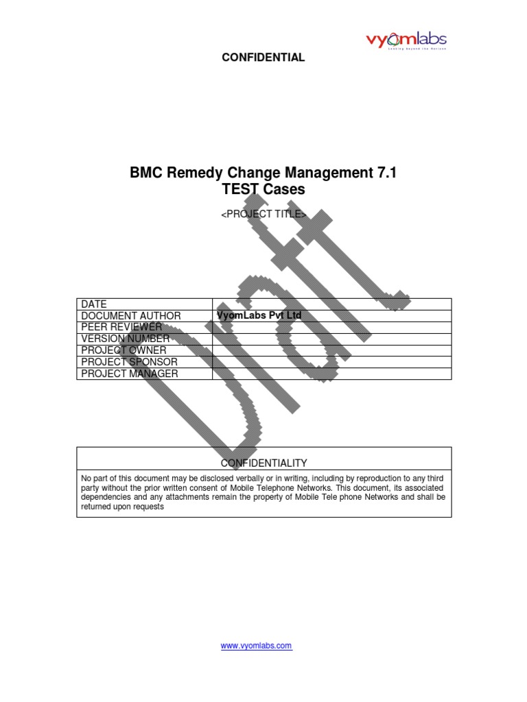 BMC Remedy Change Management 7.1 TEST Cases: Confidential | PDF | Tab ...