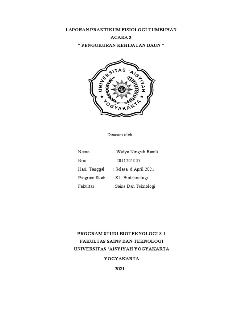 Widya Ningsi Ramli - Laprak Fistum - Acara 3 Pengukuran Kehijauan Daun. | PDF