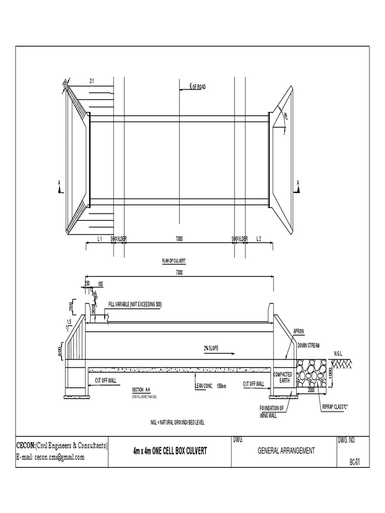 4m x 4m One Cell Box Culvert Plan and Sections | PDF | Infrastructure ...