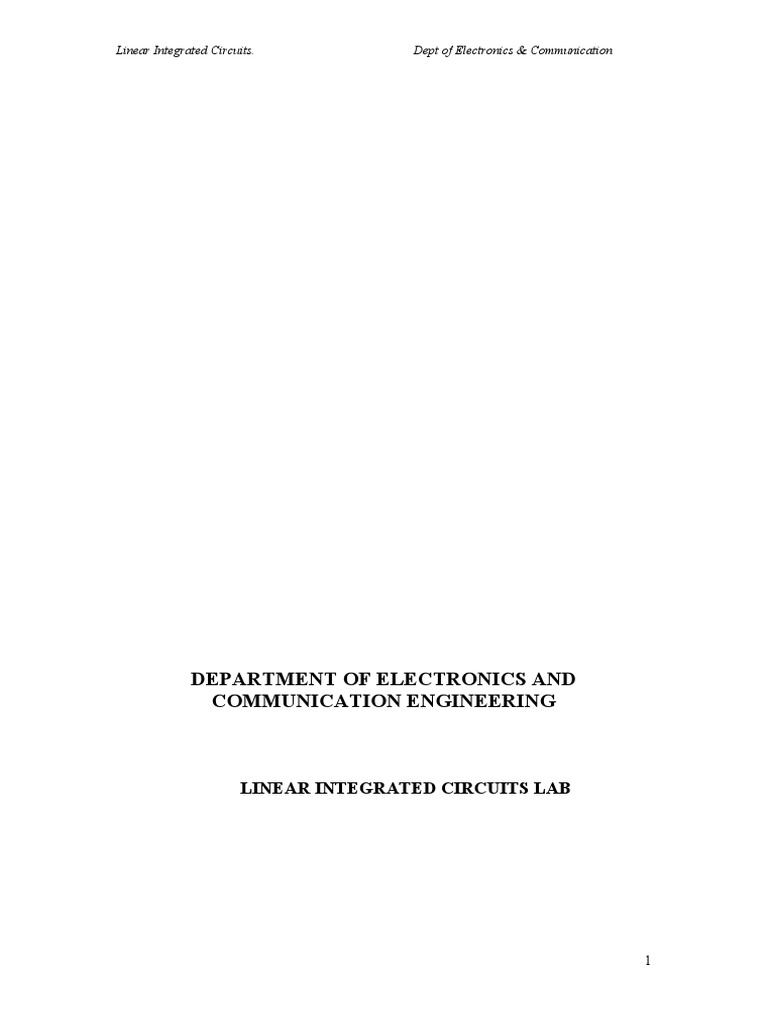1..linear Integrated Circuits Lab | PDF | Operational Amplifier | Amplifier