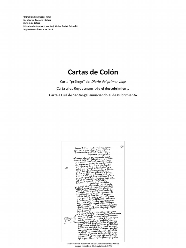 Cartas de Colón | PDF | Cristobal colon