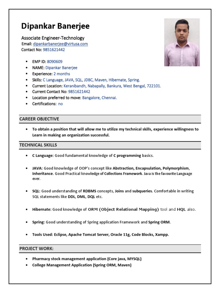 Dipankar Banerjee: Associate Engineer-Technology | PDF | Sql | Object ...