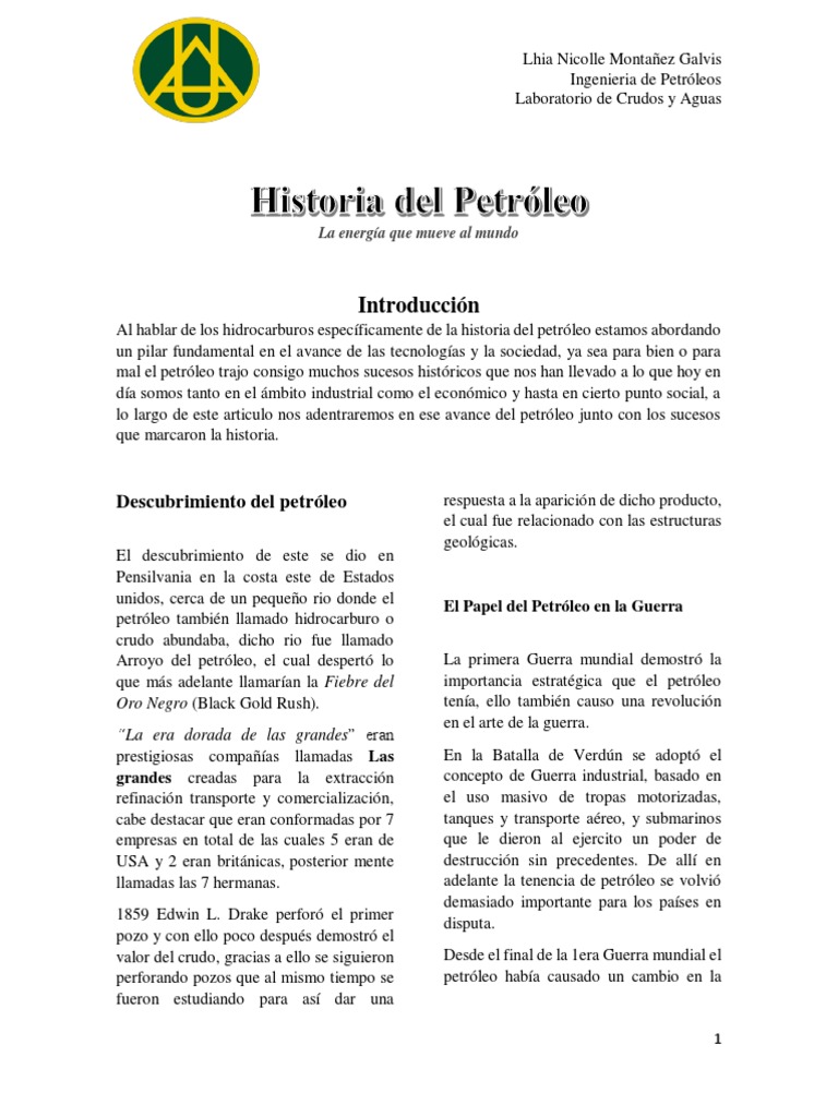 Historia Del Petróleo Lhia Galvis | PDF | John D. Rockefeller | Petróleo