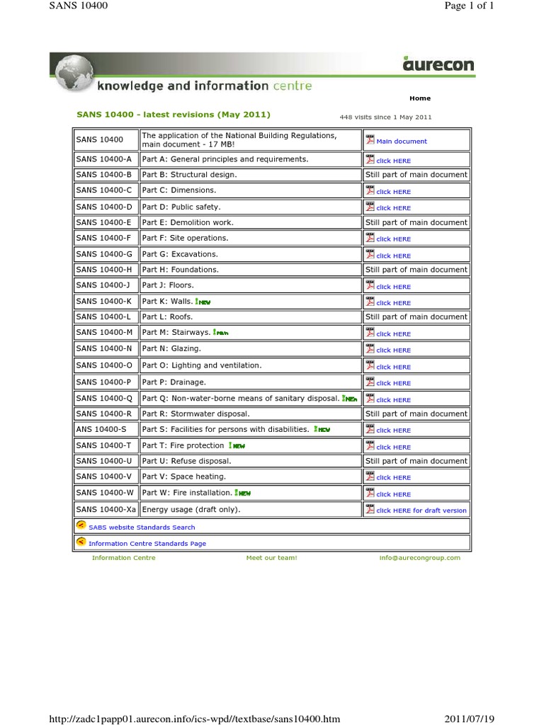 SANS 10400 - Latest Revisions (May 2011) | Download Free PDF ...