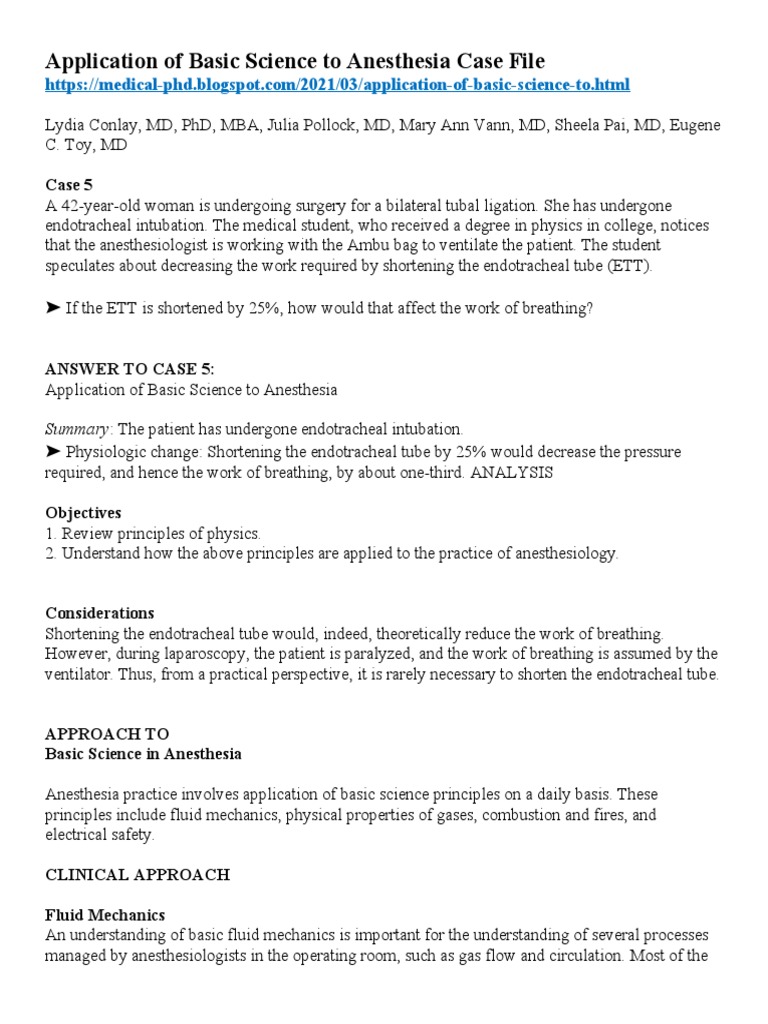Application of Basic Science To Anesthesia Case File | PDF | Fluid Dynamics | Reynolds Number