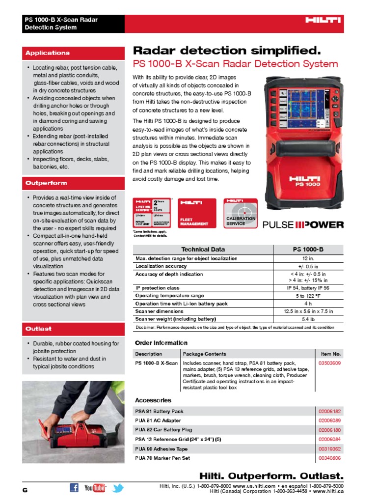 Hilti Ps 1000 B Brochure tcm45 2082422 | PDF | Image Scanner | Radar