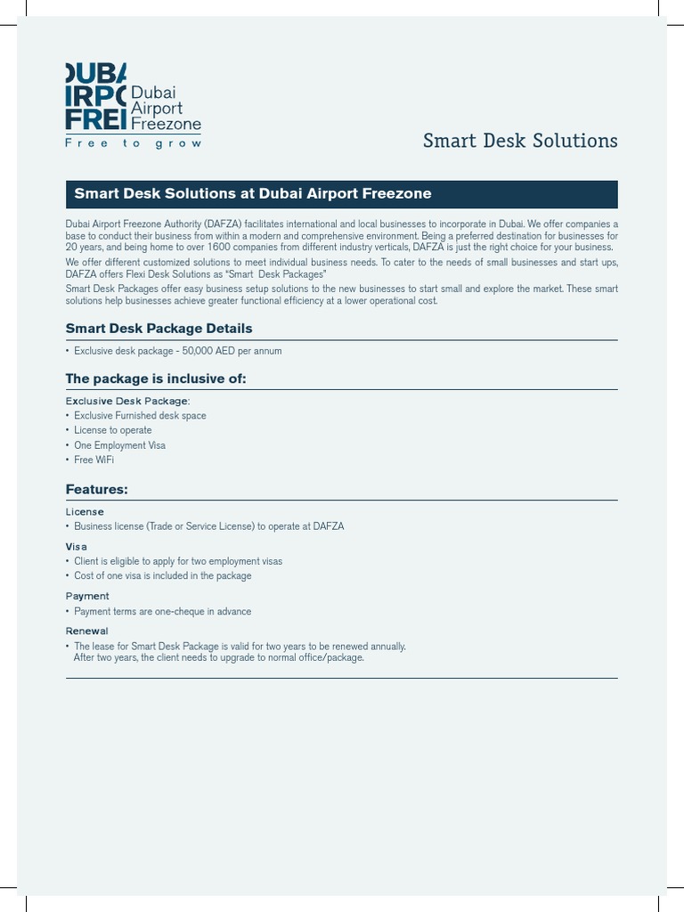 DAFZA - Smart Desk Solutions | PDF