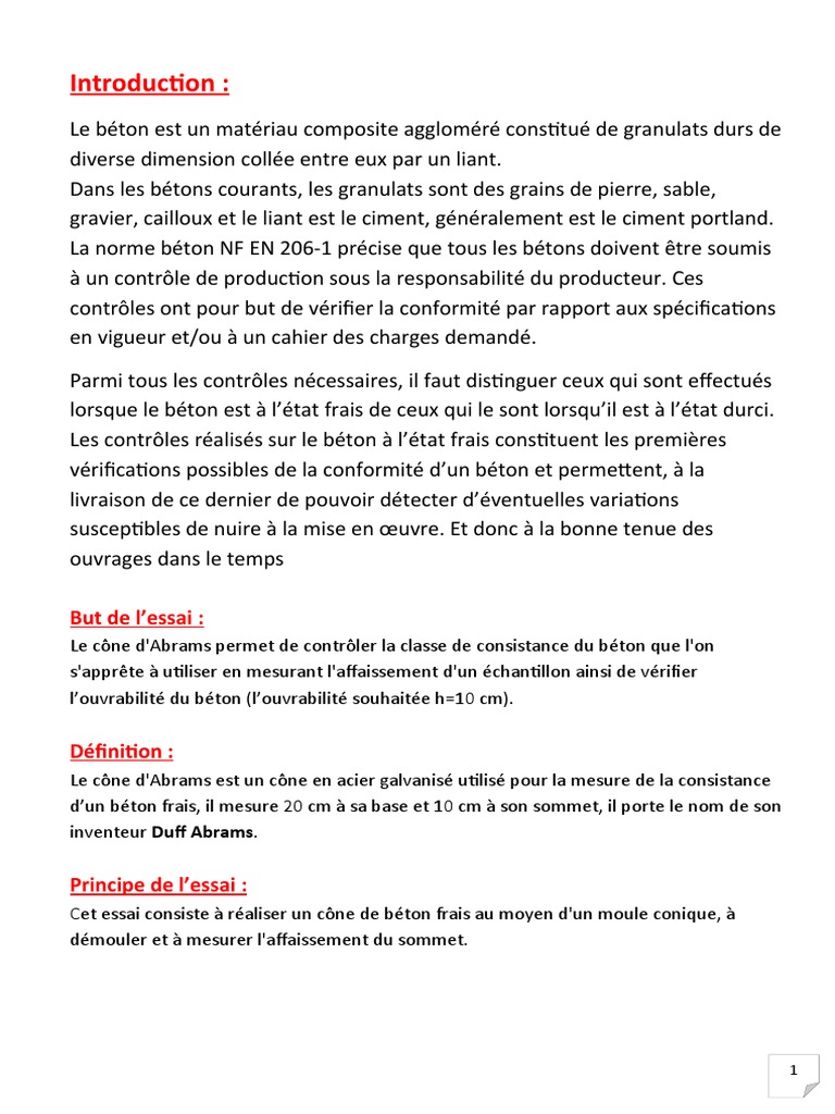 TP N 1 MDC | PDF | Béton | Matériau composite