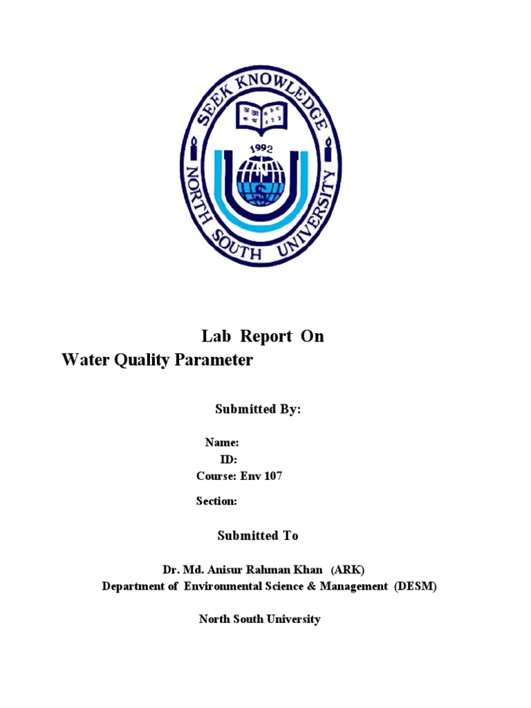 Lab Report On Water Quality Parameter: Submitted by | PDF | Water ...