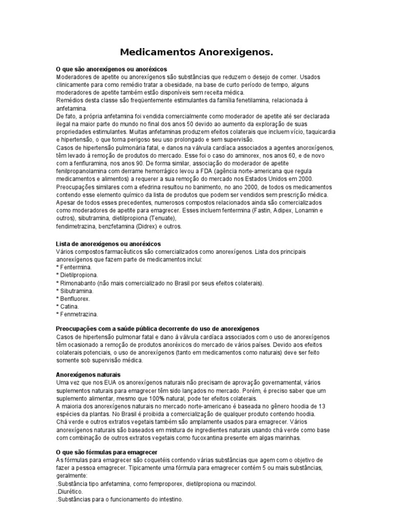 Medicamentos Anorexigenos | PDF | Drogas | Remédio