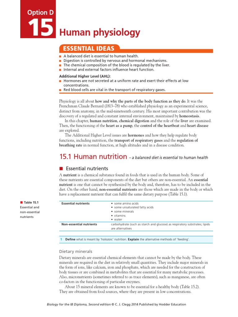 Biology For The IB Diploma - Option D - Human Physiology | PDF ...