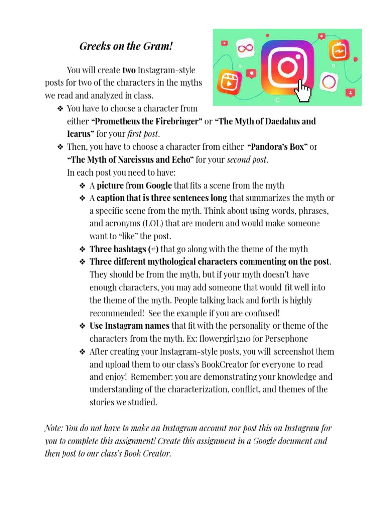 Instagram Activity With Example | Download Free PDF | Hades | Persephone