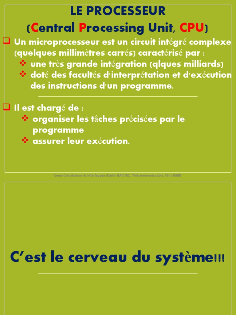 Cours 3 - Le Processeur | PDF | Processeur | Microprocesseur