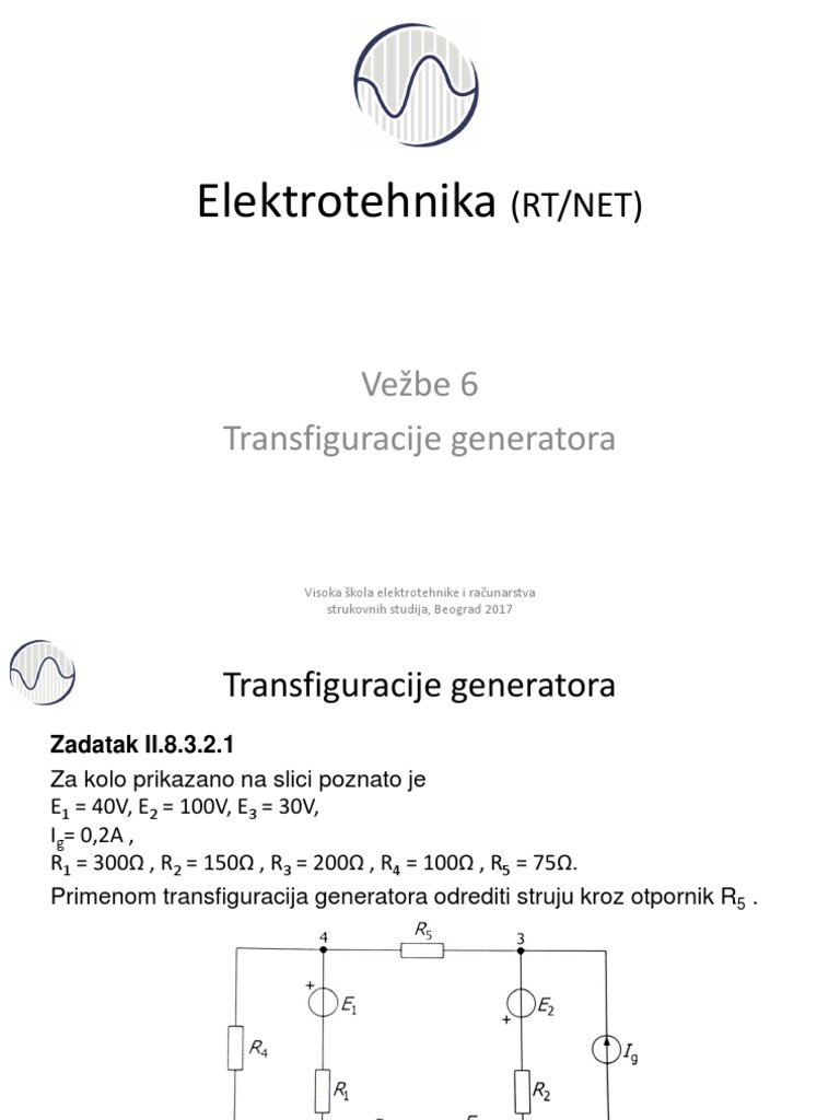 Elektrotehnika (RT, NET) Auditorne Vezbe 6 | PDF