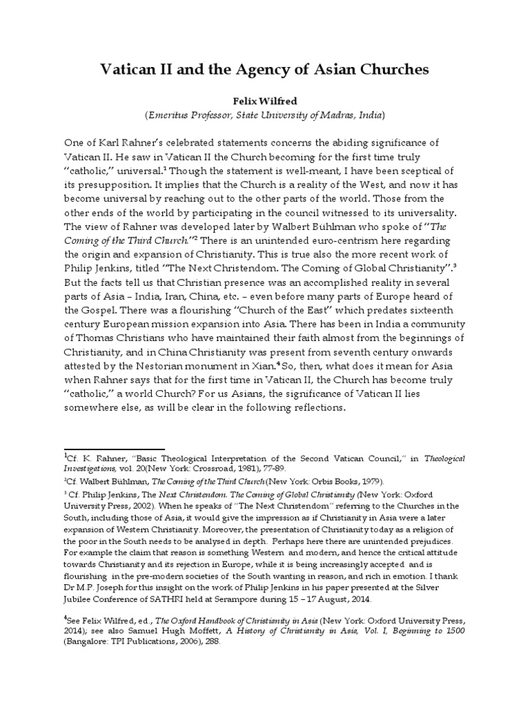 Felix Wilfred-Vatican II and Agency of Asian Churches | PDF | Second ...