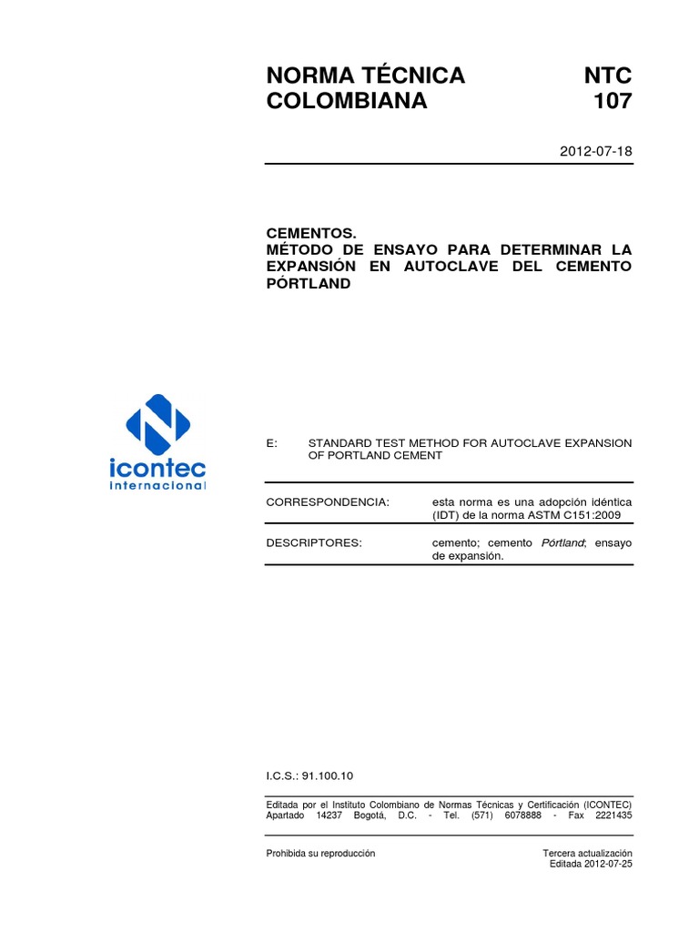 Norma Tecnica NTC Colombiana 107 | PDF | Science | Business