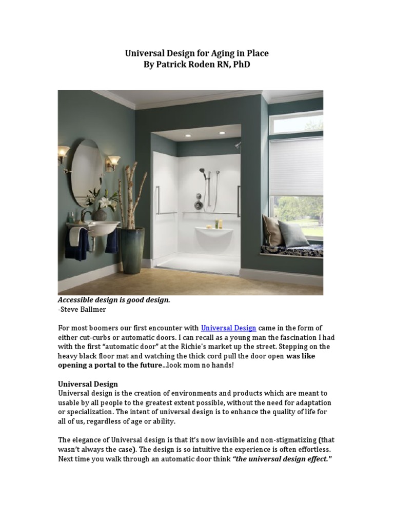 Universal Design for Aging in Place | PDF | Wheelchair | Elderly Care