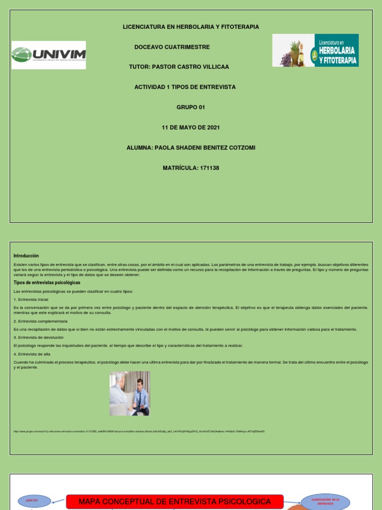 Entrevistas Psicológicas: Tipos y Funciones | PDF | Información | Sicología