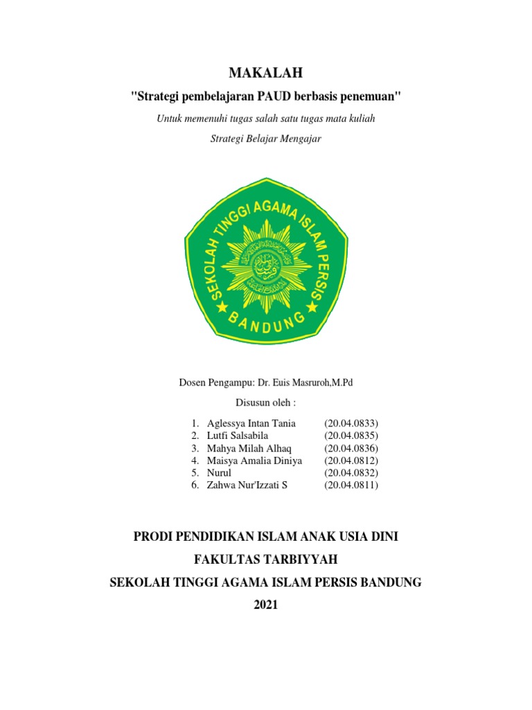 Strategi Pembelajaran PAUD Berbasis Penemuan | PDF | Karier & Perkembangan | Kesehatan Holistik
