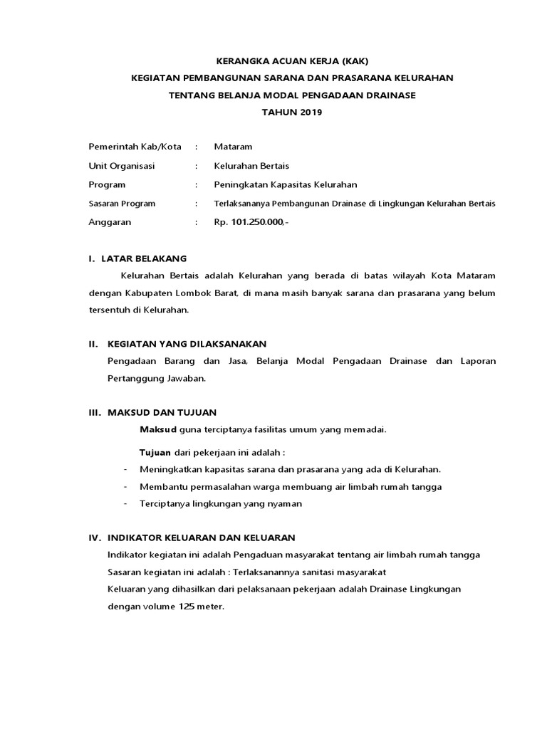 Kak Rka Bimtek Kel. Bertais | PDF