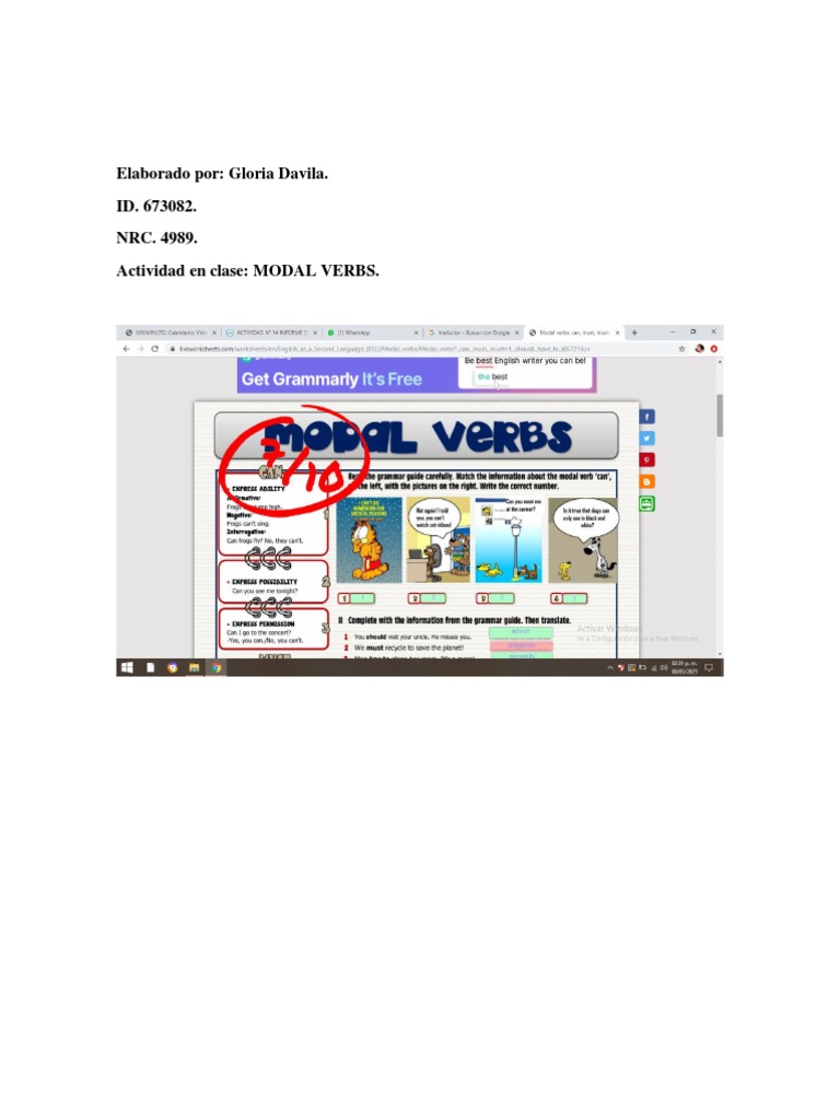 Actividad MODEL VERBS. | PDF