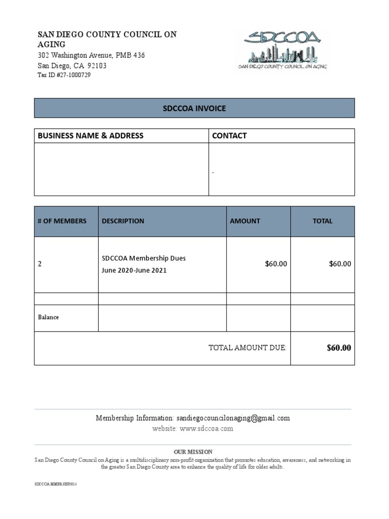 Membership Blank Invoice 1 | PDF