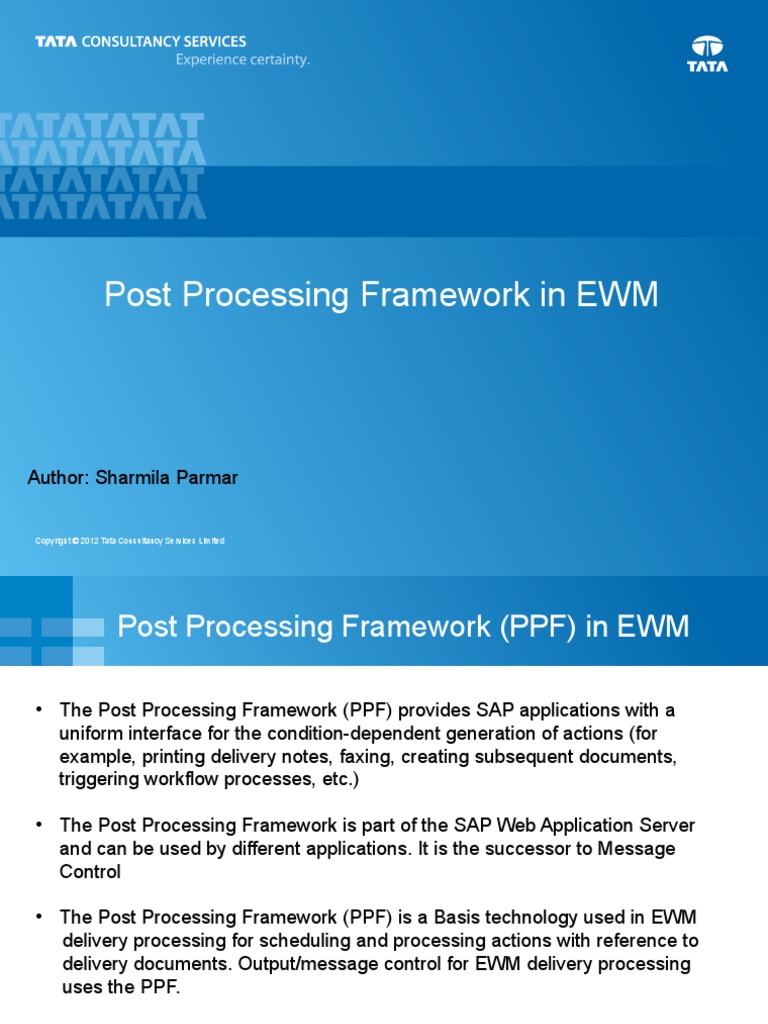 Post Processing Framework in EWM: Author: Sharmila Parmar | PDF