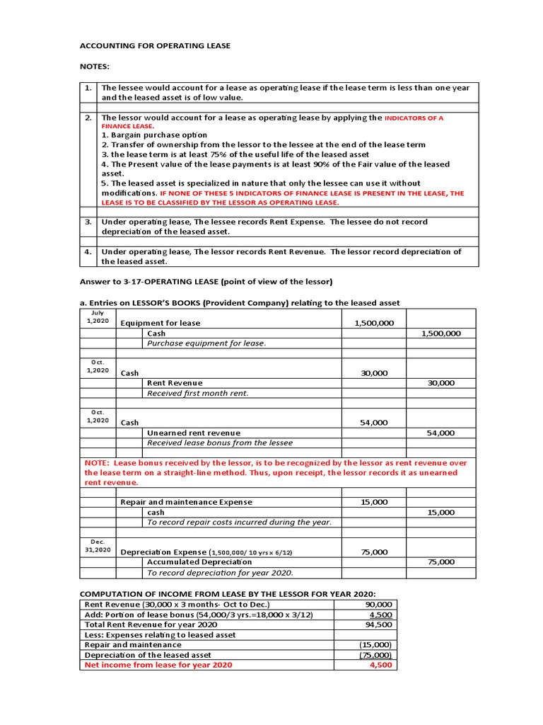 Accounting for Operating Leases: A Comprehensive Guide to Lessee and ...