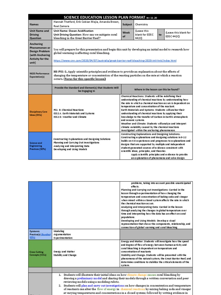 Ocean Acidification Lesson Plan | PDF | Ocean Acidification | Coral Reef