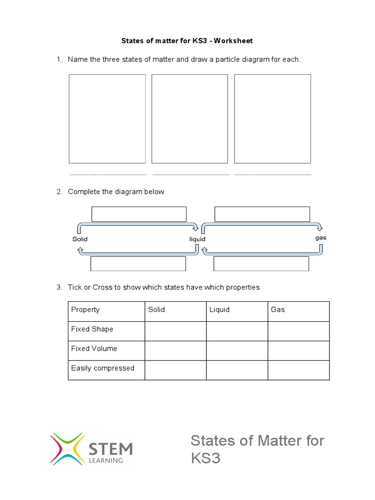 Worksheet States of Matter ks3 | PDF | Teaching Methods & Materials ...