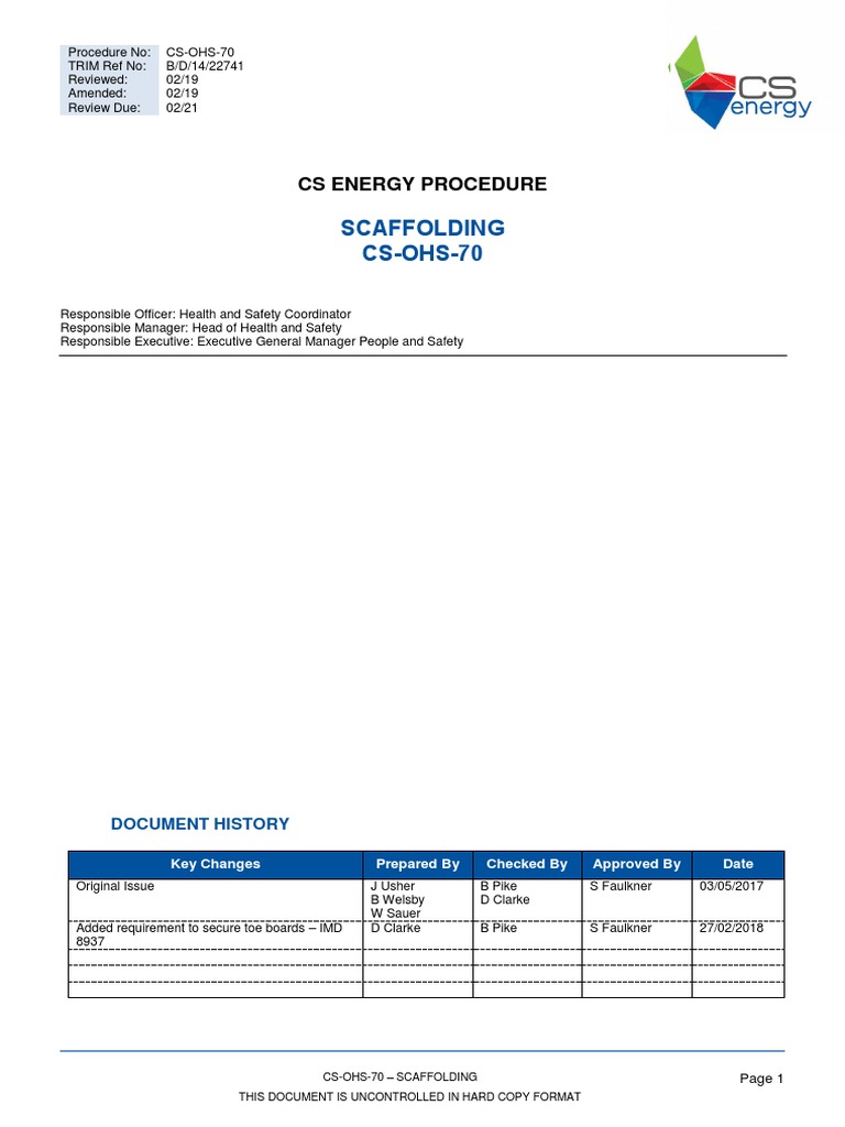 Scaffolding Procedure 02 19 | PDF | Scaffolding | Duct (Flow)