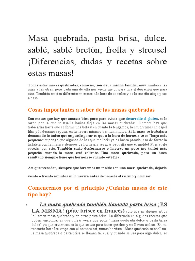 Masas Quebradas | PDF | Postres | Pasta