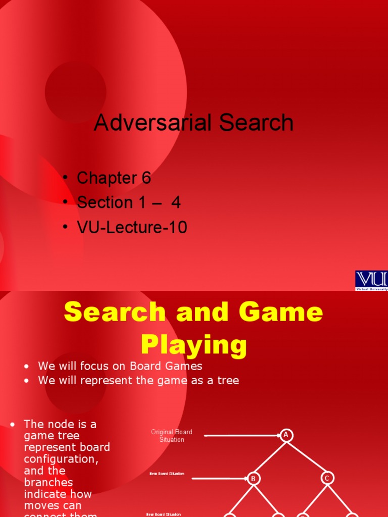 Adversarial Search: - Chapter 6 - Section 1 - 4 - VU-Lecture-10 | PDF ...