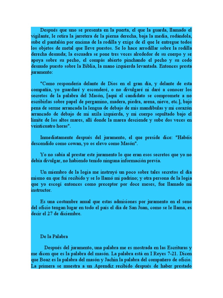 Juramento y secretos del aprendiz masón | PDF | Masonería