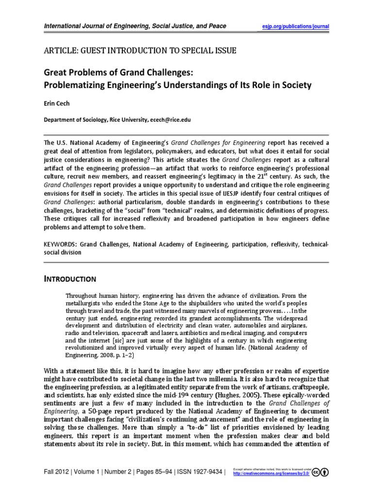 Cech Erin Great Problems of Grand Challenges 2012 | PDF | Expert ...