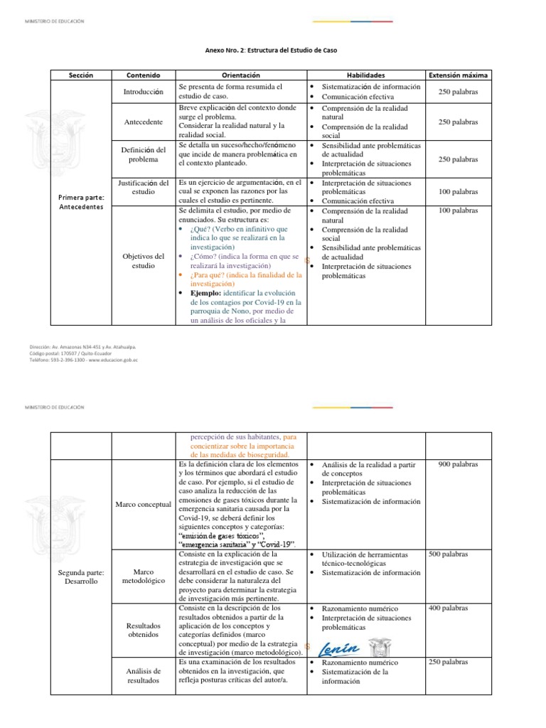 Anexo Nro. 2. Estructura Del Estudio de Caso | PDF | Caso de estudio | Información