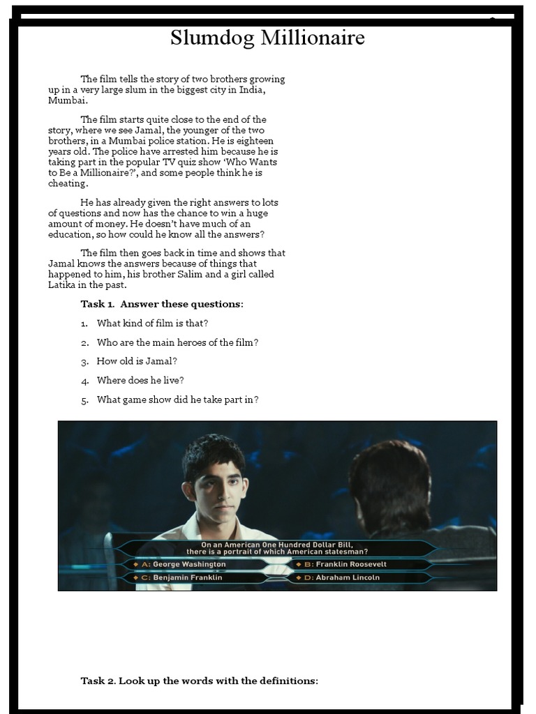 Slumdog-Millionaire-Movie WORKSHEET SENA | PDF
