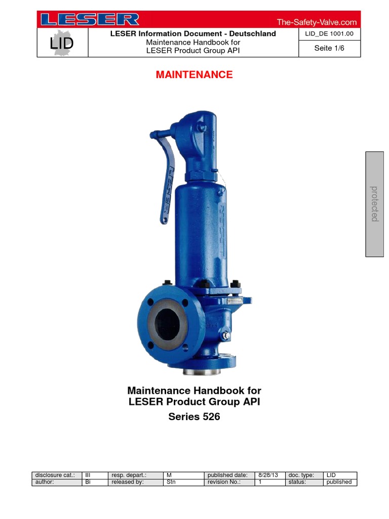 LESER API 526 Maintenance Handbook | PDF | Valve | Screw