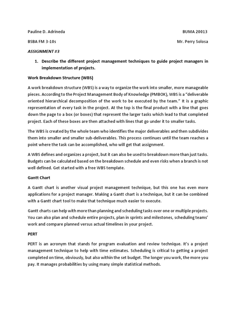 Assignment #3 | Descargar gratis PDF | Project Management | Systems Science