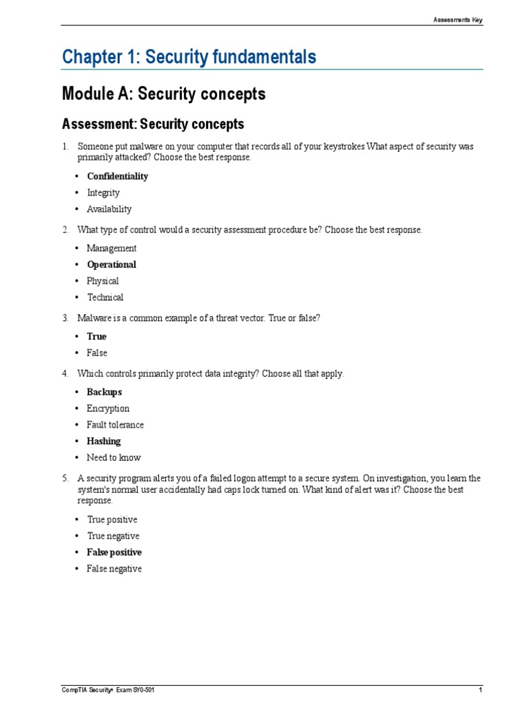 Chapter 1: Security Fundamentals: Module A: Security Concepts | PDF ...