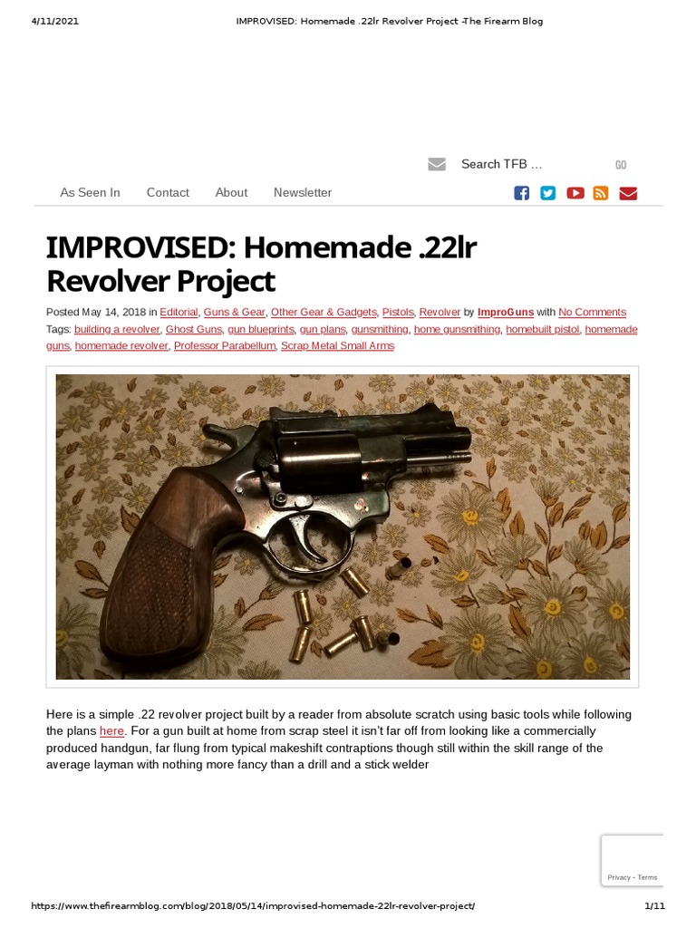 IMPROVISED - Homemade .22lr Revolver Project | PDF | Firearms | Revolver