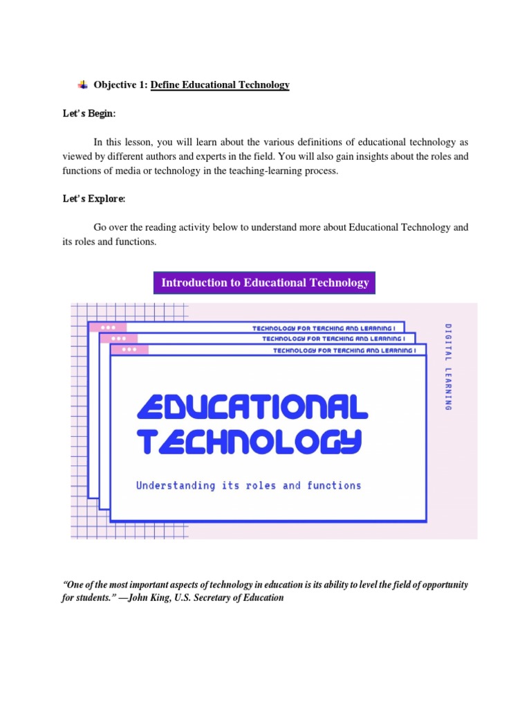 Let's Begin:: Introduction To Educational Technology | PDF ...