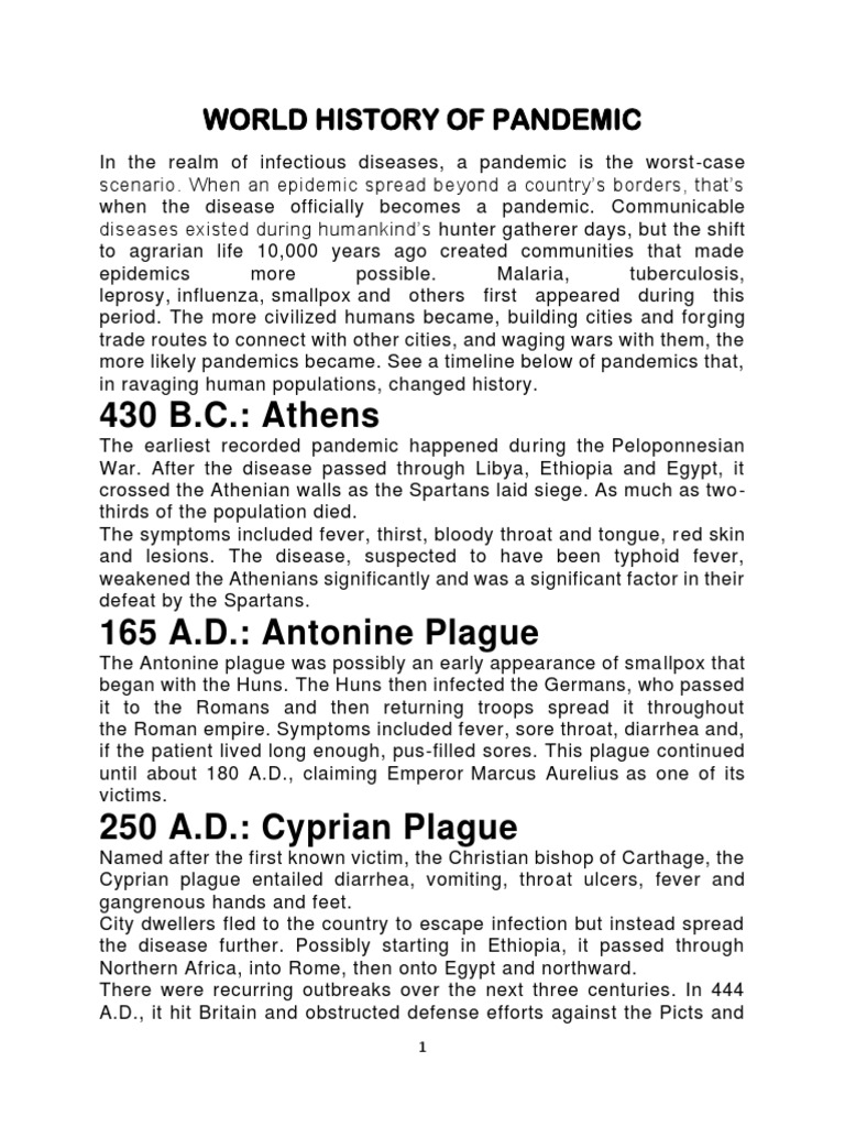 World History of Pandemic | PDF | Pandemic | Smallpox