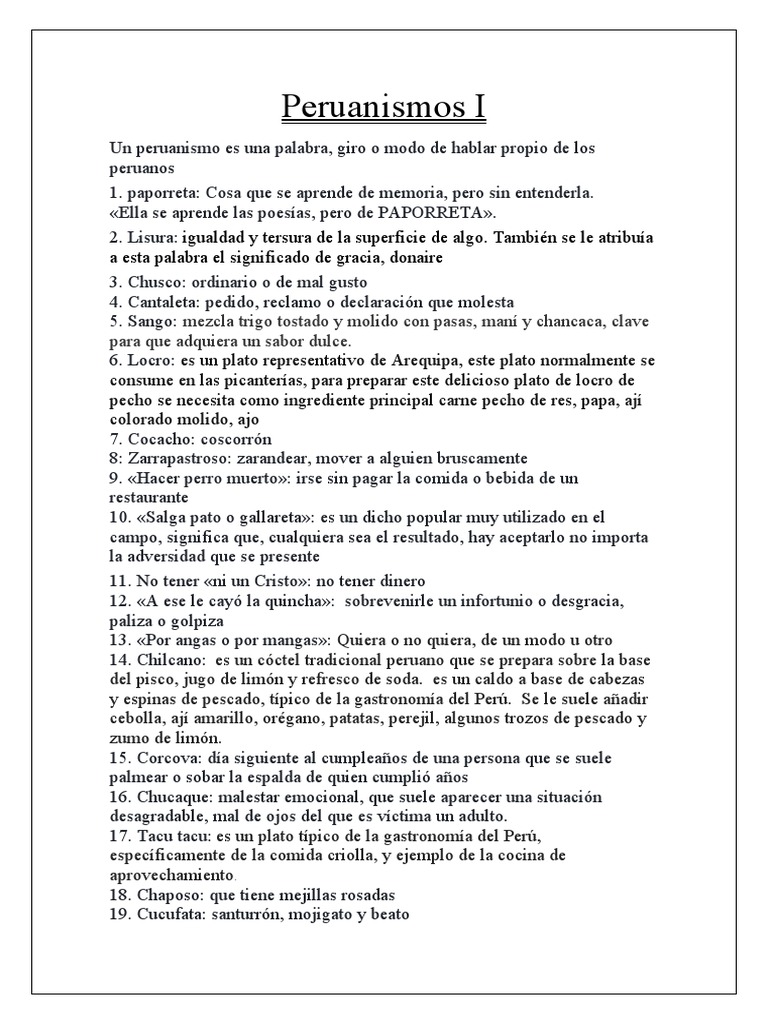Peruanismos I | PDF