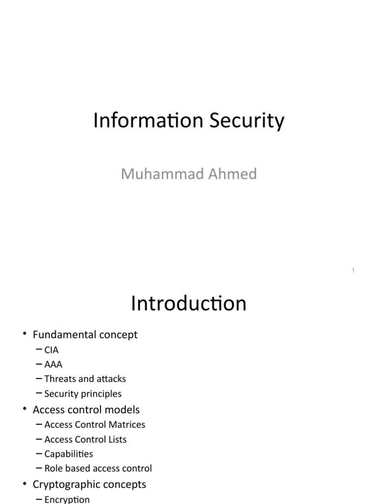 Ch01-Introduction Information Security | PDF | Information Security | Encryption